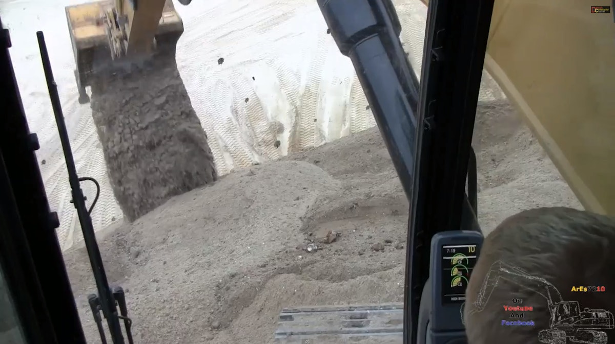How to dig your way down a steep, shifting slope in an excavator ...
