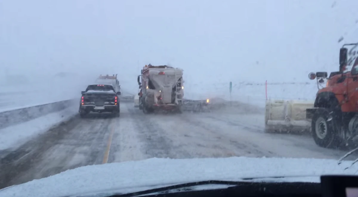 Driver weaving through CDOT snowplows has places to be, apparently ...