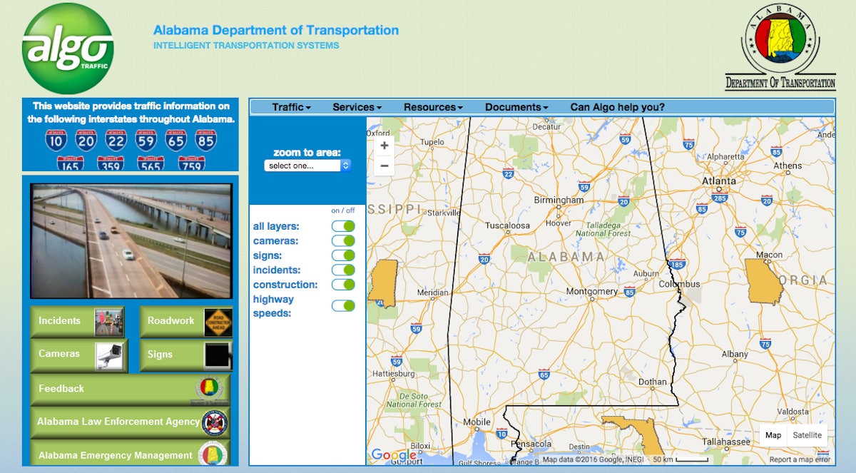 Alabama DOT’s ALGOtraffic.com to provide traffic, road condition and ...