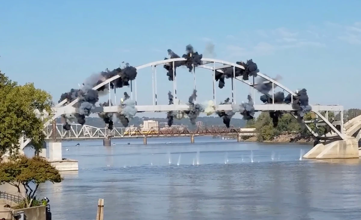 93-year-old bridge survives explosion, several hours of demolition ...