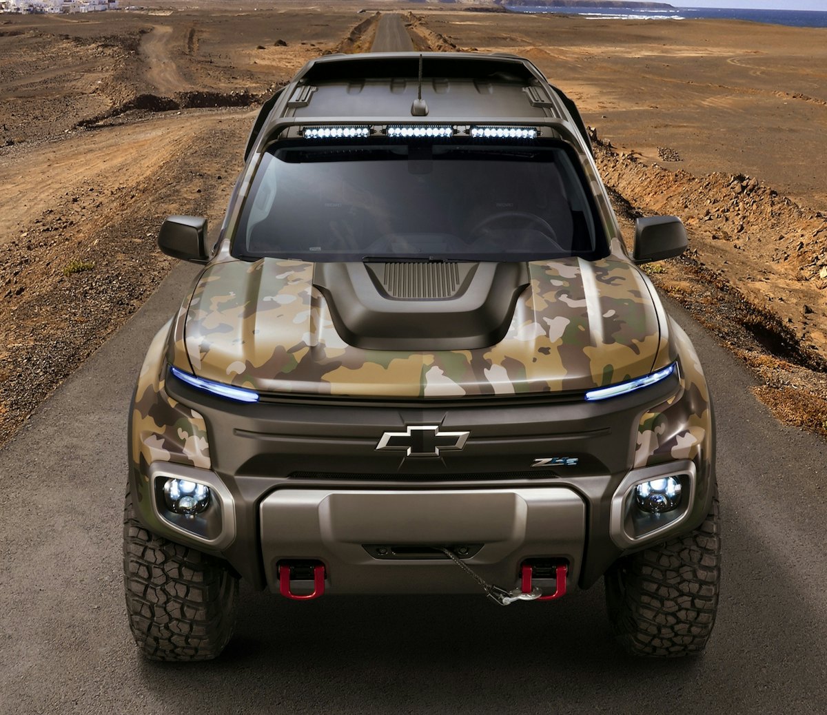 Chevy unveils Colorado ZH2, a camo-clad, fuel-cell pickup designed with ...