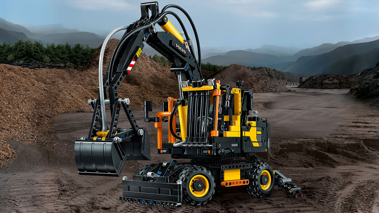 1st Day of Construction Gifts: Lego Volvo EW160E wheeled excavator 2-in ...