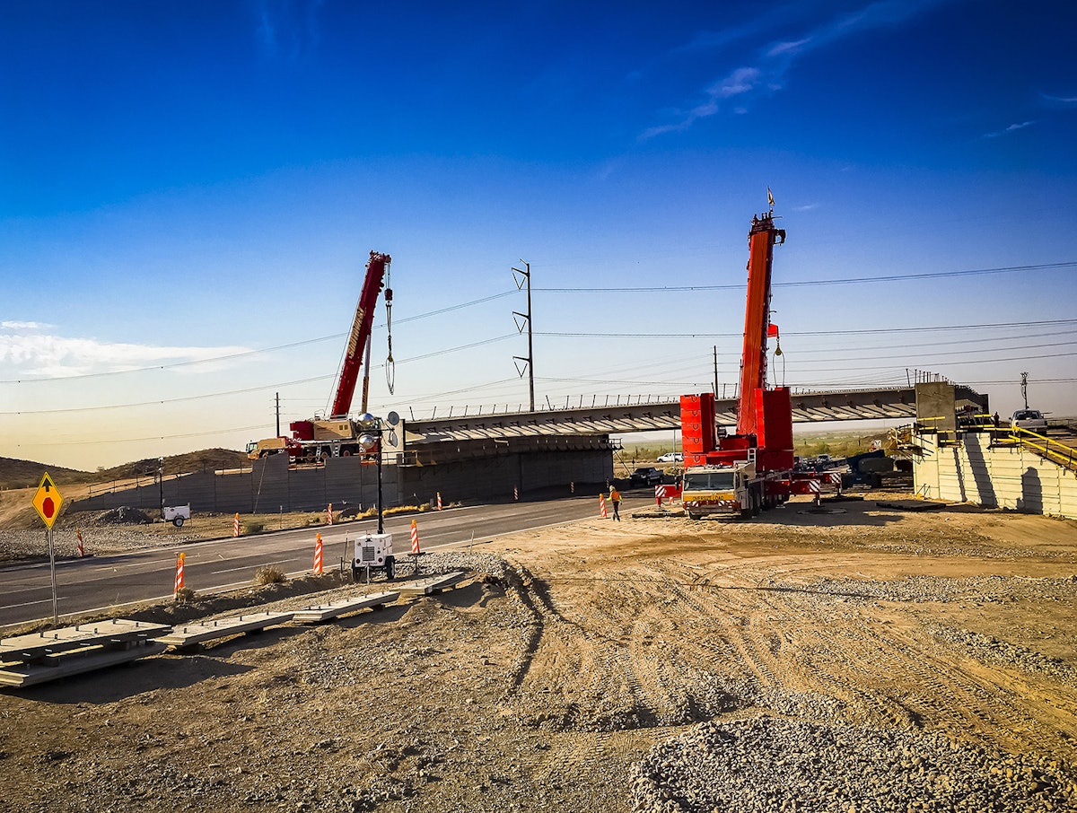 First bridge girders in place at Arizona DOT’s South Mountain Freeway ...