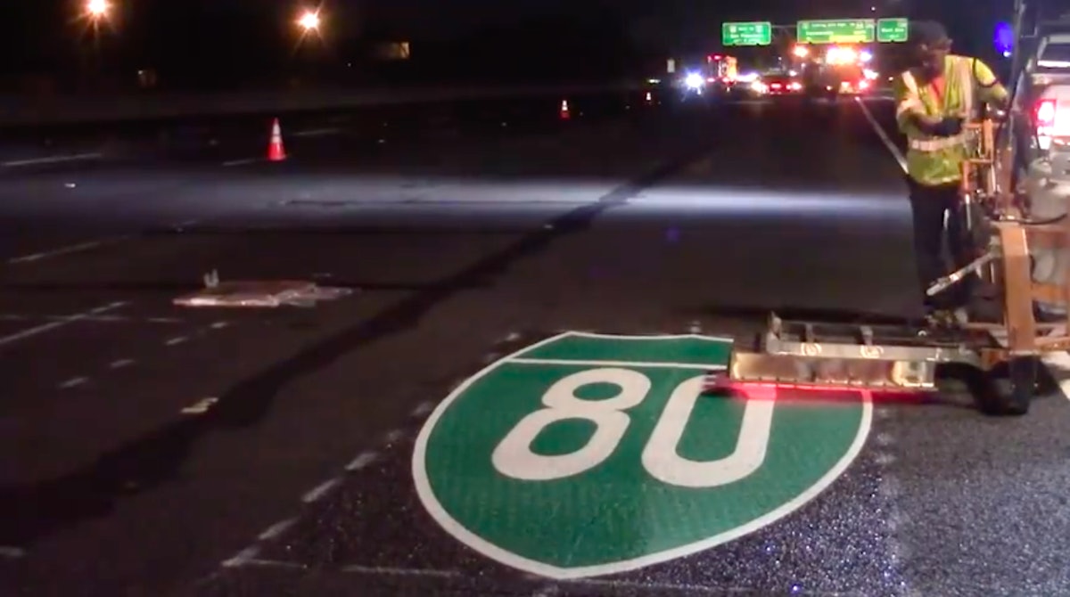 Caltrans applies markings to help drivers navigate freeways | Equipment ...