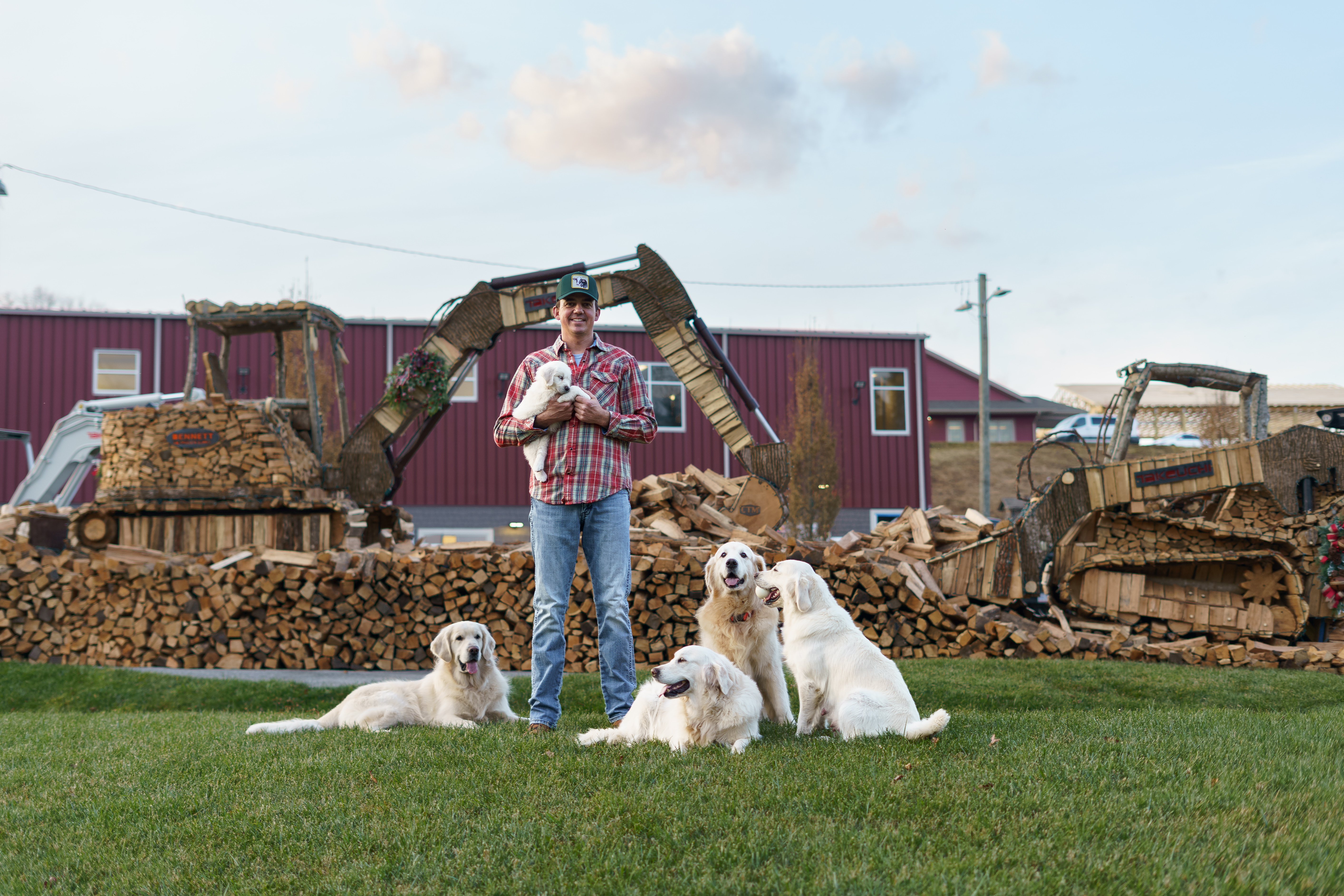 Life-Size Replicas of Excavator, Skid Steer Made Out of Firewood ...